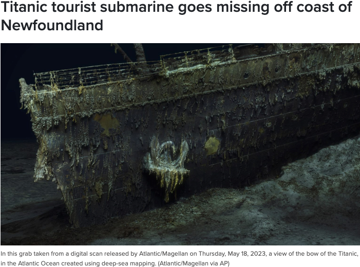 突发！“泰坦”号观光潜艇在加拿大海岸外失踪，票价$33万！带游客深潜3800米-FX168北美分站